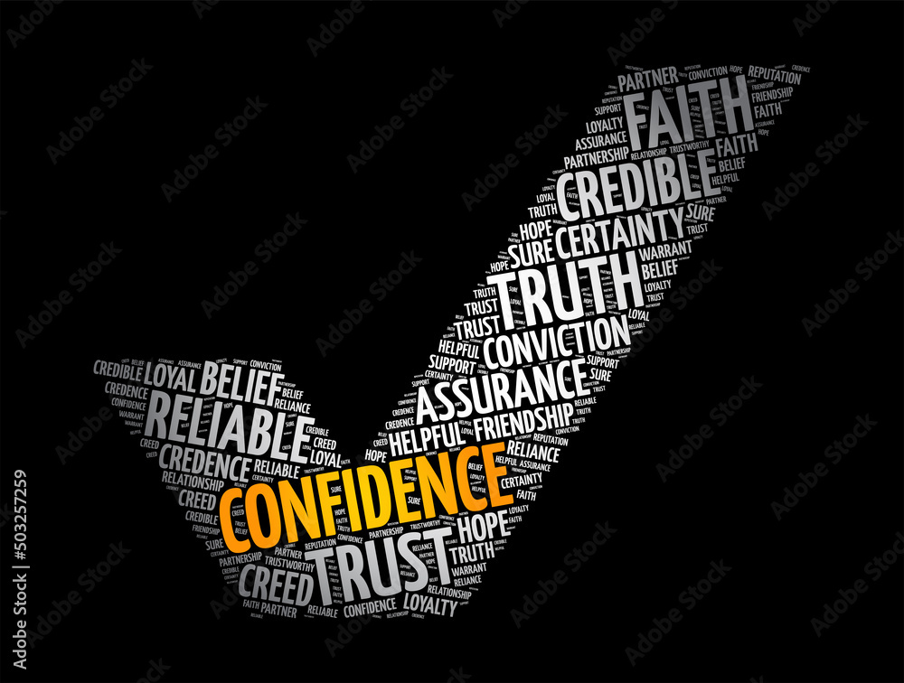 Confidence check mark word cloud collage, concept background Stock ...