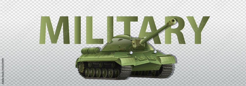 3d realistic military tank. battle tank in natural colors in a ...