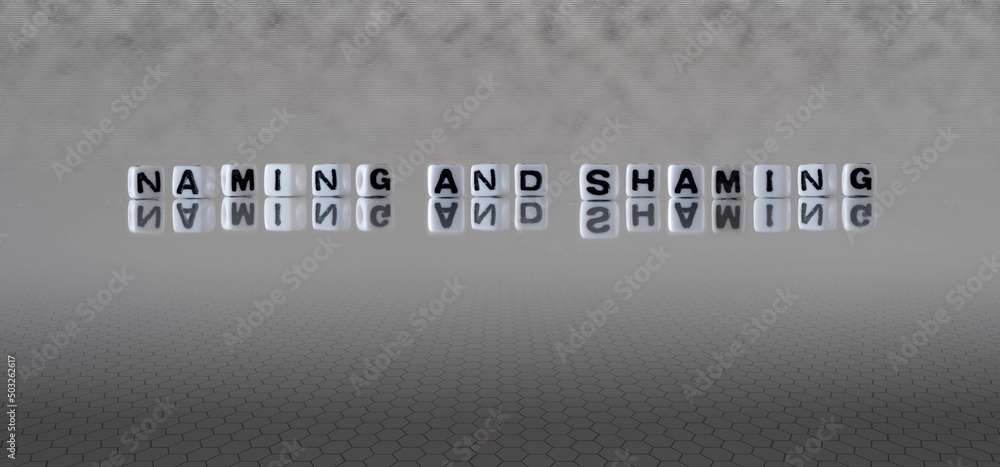 naming and shaming word or concept represented by black and white ...