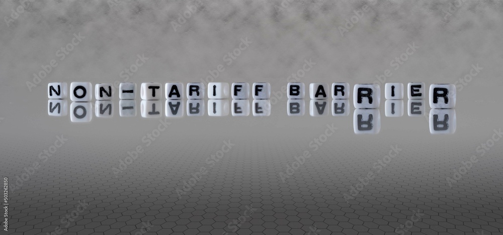 non tariff barrier word or concept represented by black and white ...