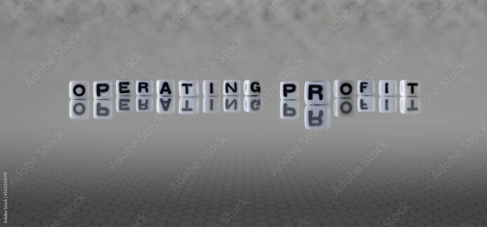 operating profit word or concept represented by black and white letter ...