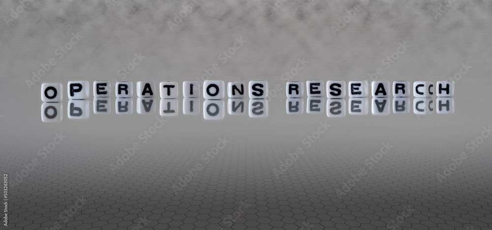 operations research word or concept represented by black and white ...