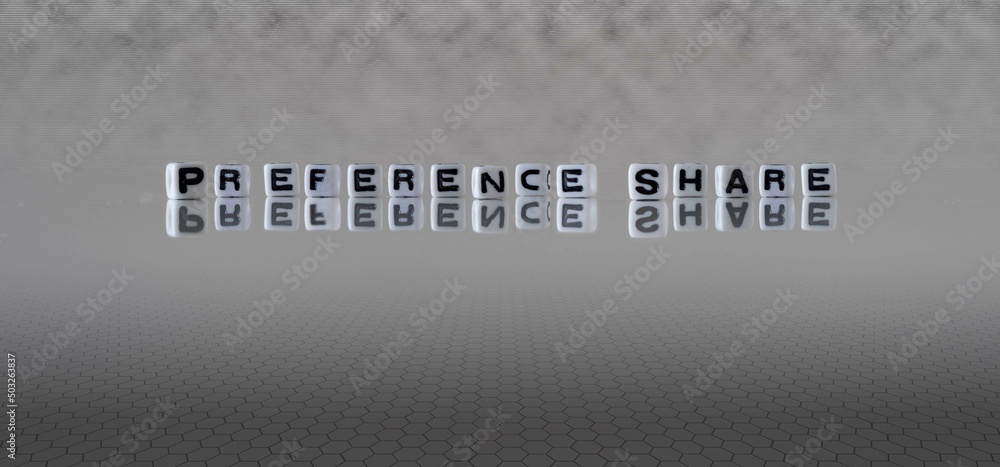 preference share word or concept represented by black and white letter ...