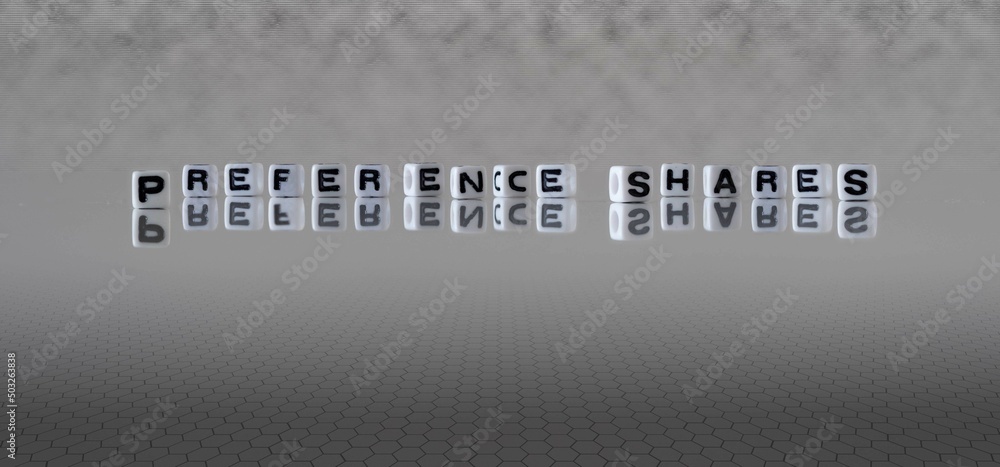 preference shares word or concept represented by black and white letter ...