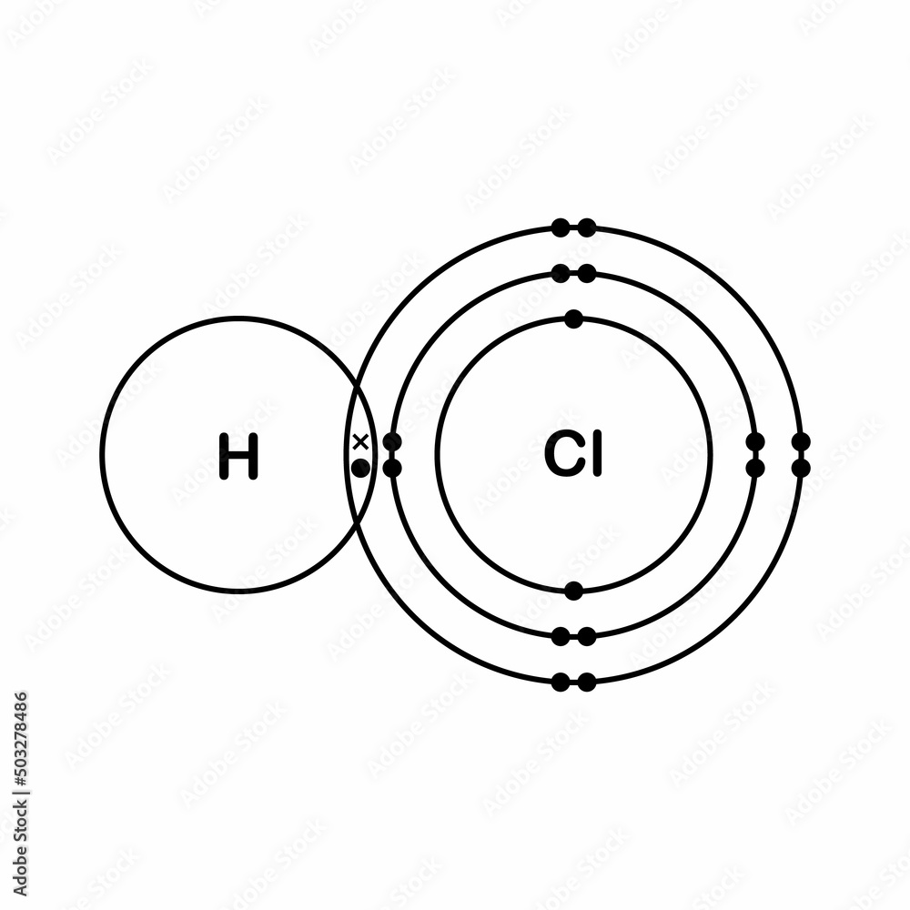 covalent bond of hydrogen chlorine Stock Vector | Adobe Stock