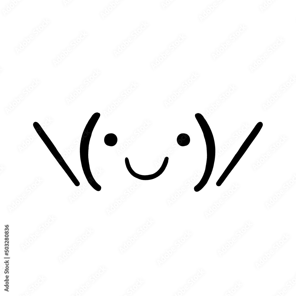 Drawn by hand kaomoji / text japanese emoji. Happy / hug Stock ...