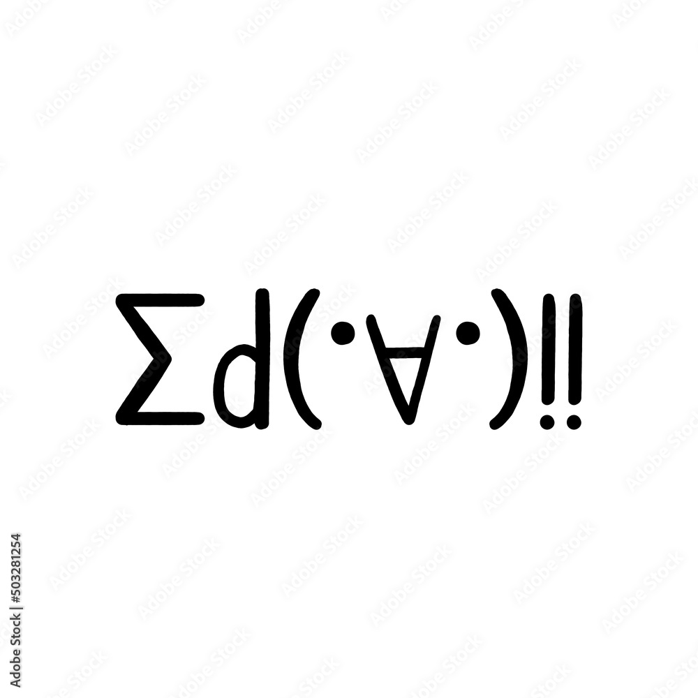 Drawn by hand kaomoji / text japanese emoji. Eureka! / idea ilustração ...