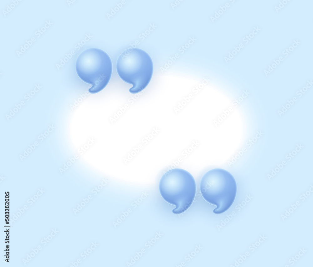 3d quote realistic render design in cute cartoon style volumetric icons ...