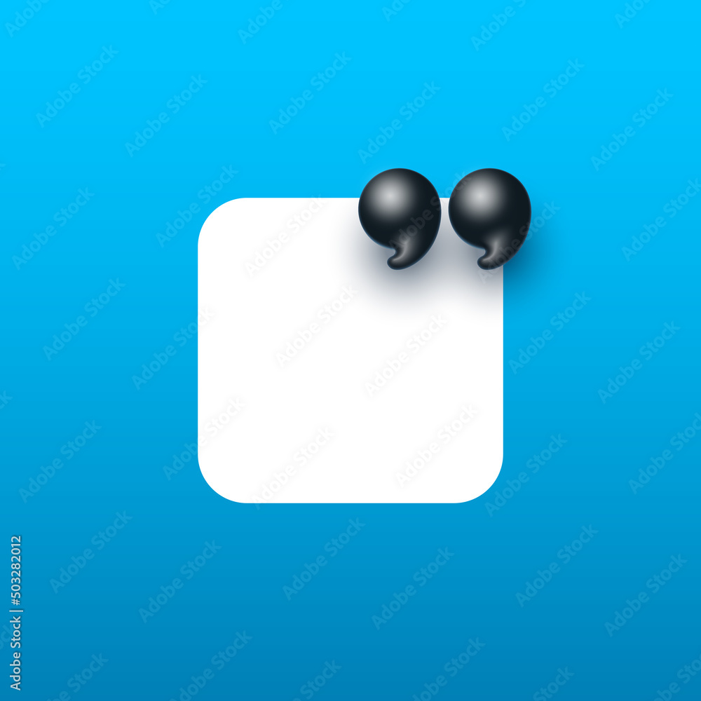 3d quote realistic render design in cute cartoon style volumetric icons ...