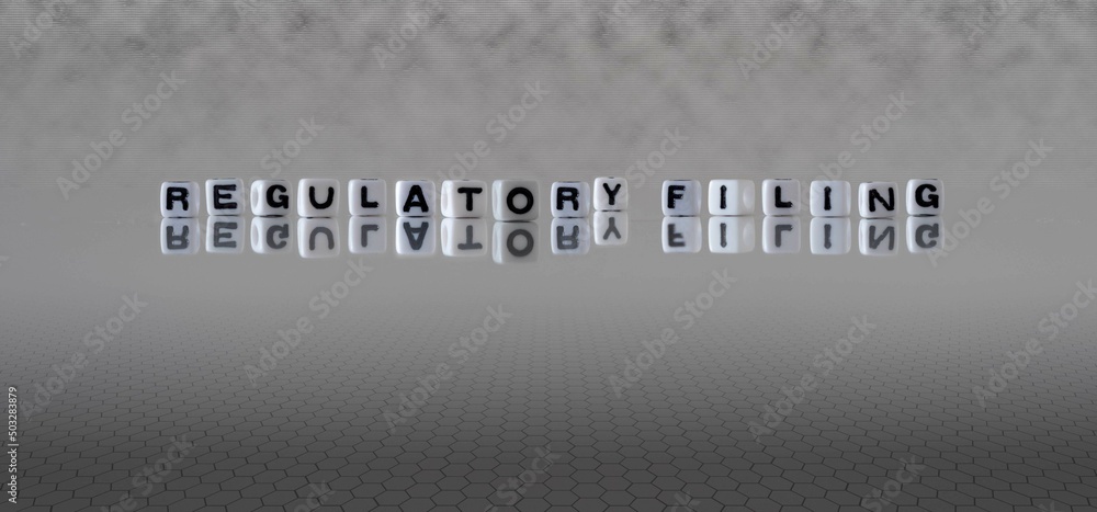 regulatory filing word or concept represented by black and white letter ...