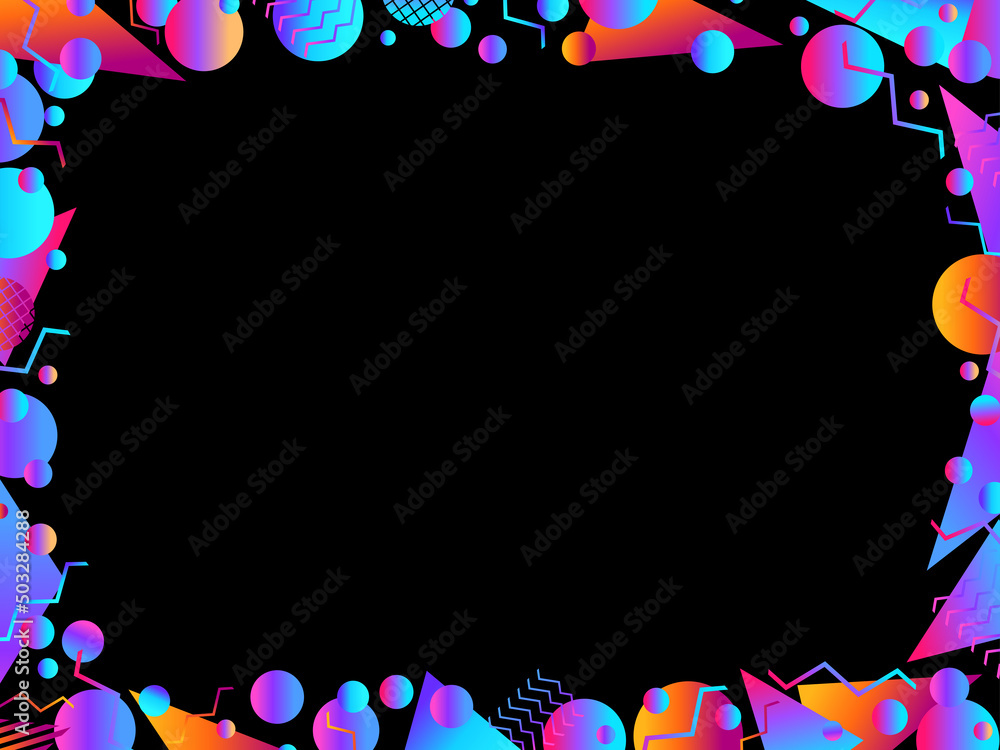 Vetor de Memphis geometric frame. Border design with geometric shapes ...