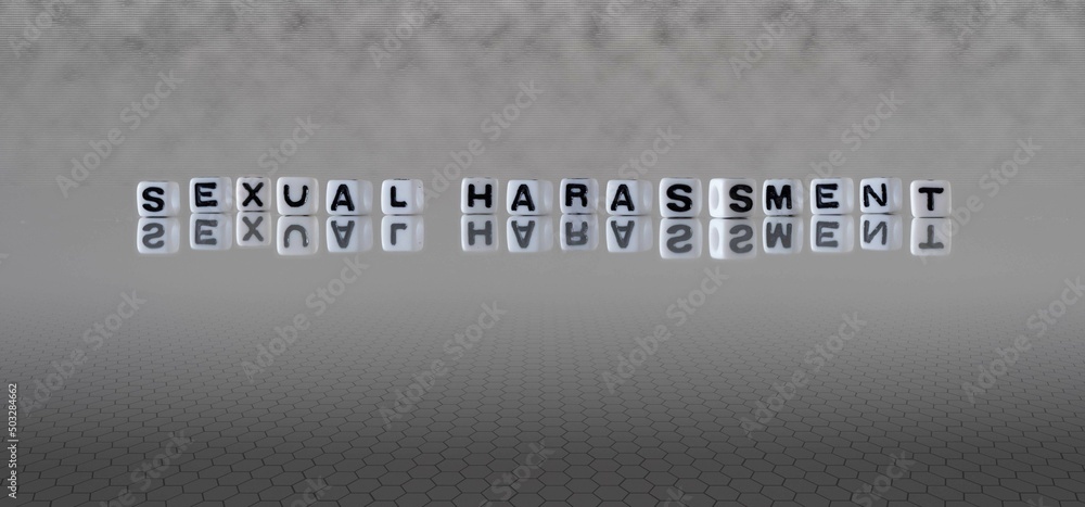 sexual harassment word or concept represented by black and white letter ...