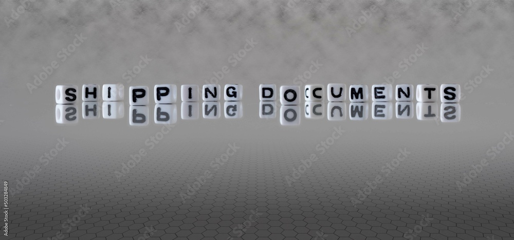 shipping documents word or concept represented by black and white ...