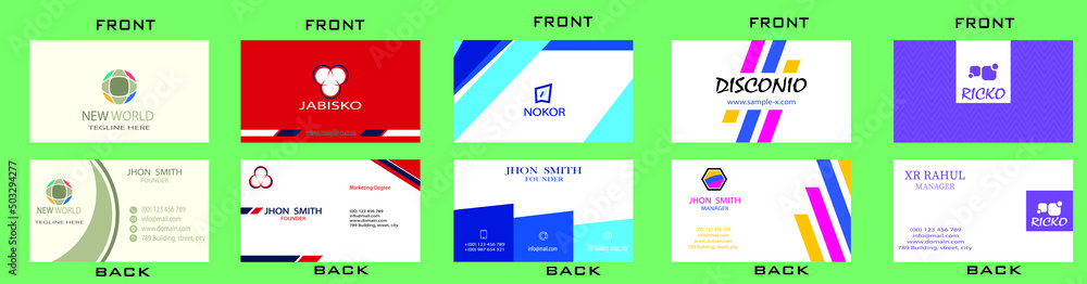 Business card abstract background template. Vector illustration. Set of ...