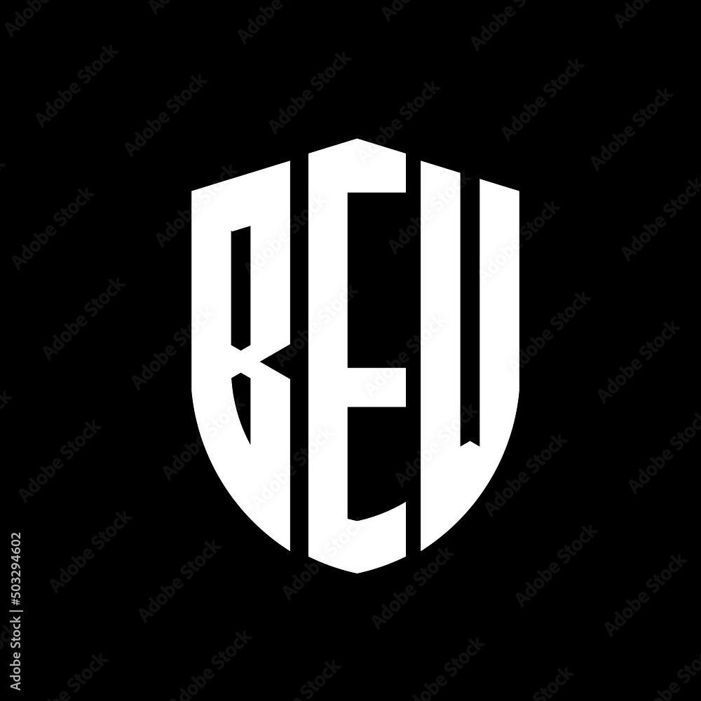 BEW letter logo design. BEW modern letter logo with black background ...