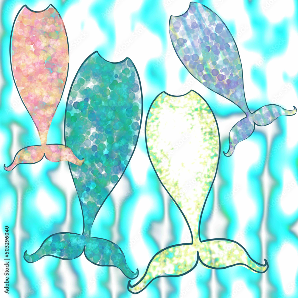 Grafika wektorowa Stock: mermaid tail,water bubbles,glare,scales ...