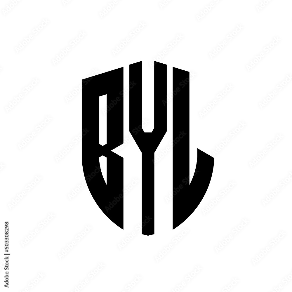 BYL letter logo design. BYL modern letter logo with black background ...
