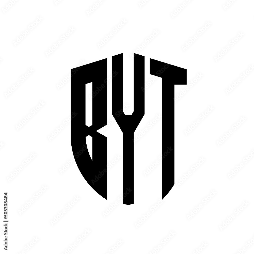 BYT letter logo design. BYT modern letter logo with black background ...