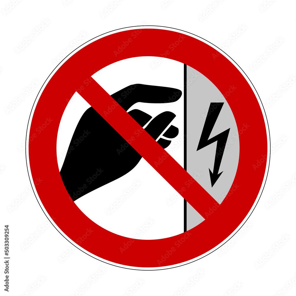 Do not touch electrical appliances sign. Vector illustration of red ...