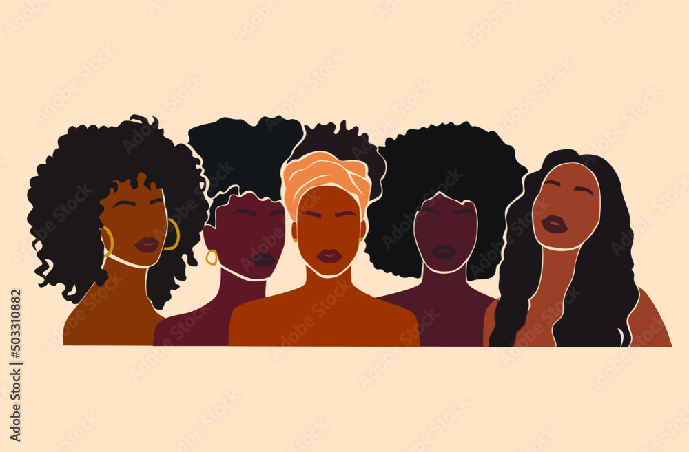 Vetor de Black Sisters Queen standing together. Black Woman Together ...