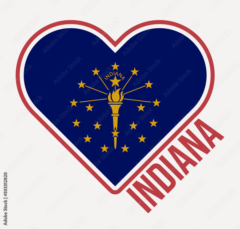Indiana heart flag badge. Made with Love from Indiana logo. Flag of the ...