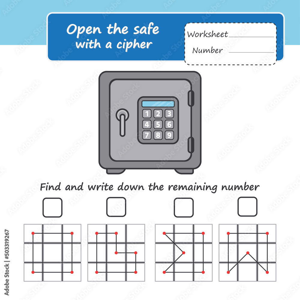 Educational logical game for kids. Open the safe with a cipher. IQ Test ...