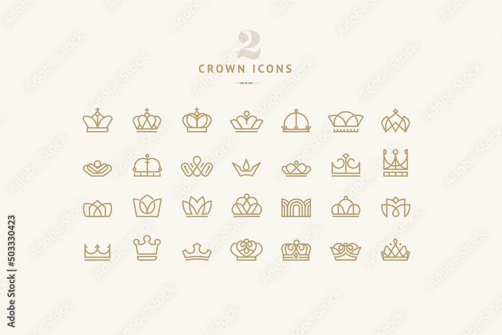 Set of crown icons. Vector illustrations for graphic design, website ...