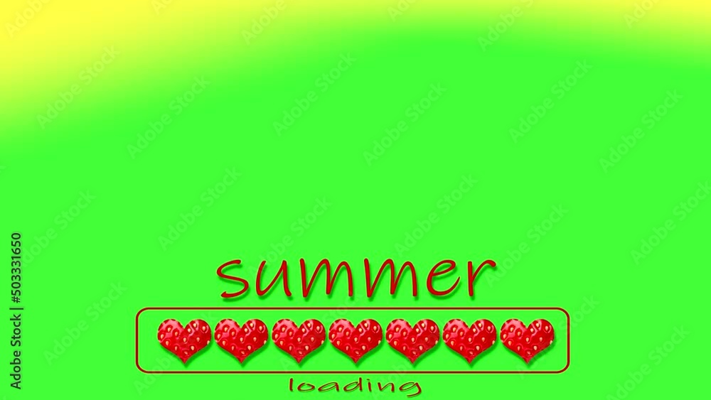 Loading bar icon. Strawberry heart on bright yellow green gradient ...