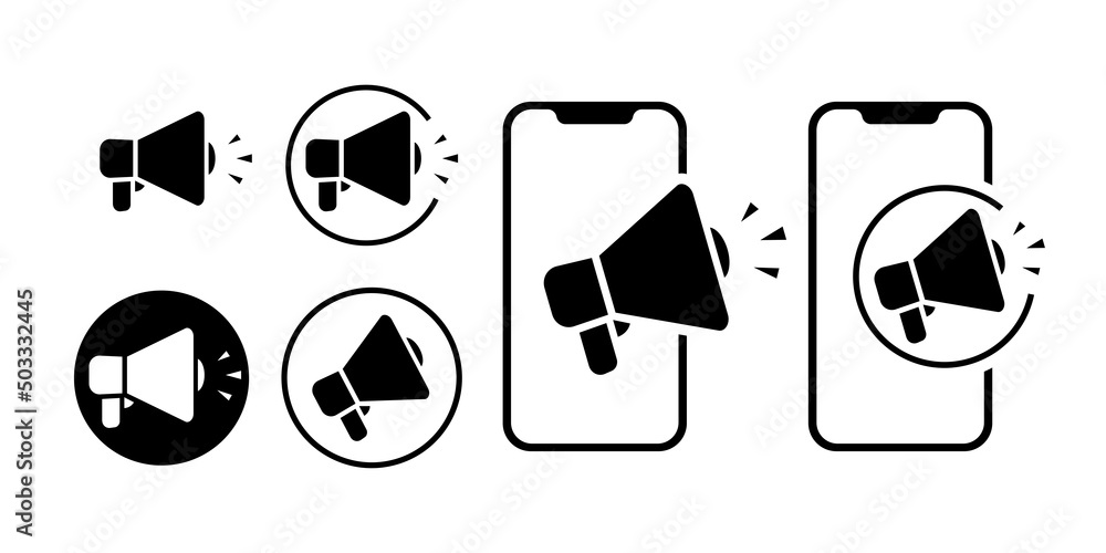 Air raid alert megaphone icon app. Warning siren alarm symbol ...