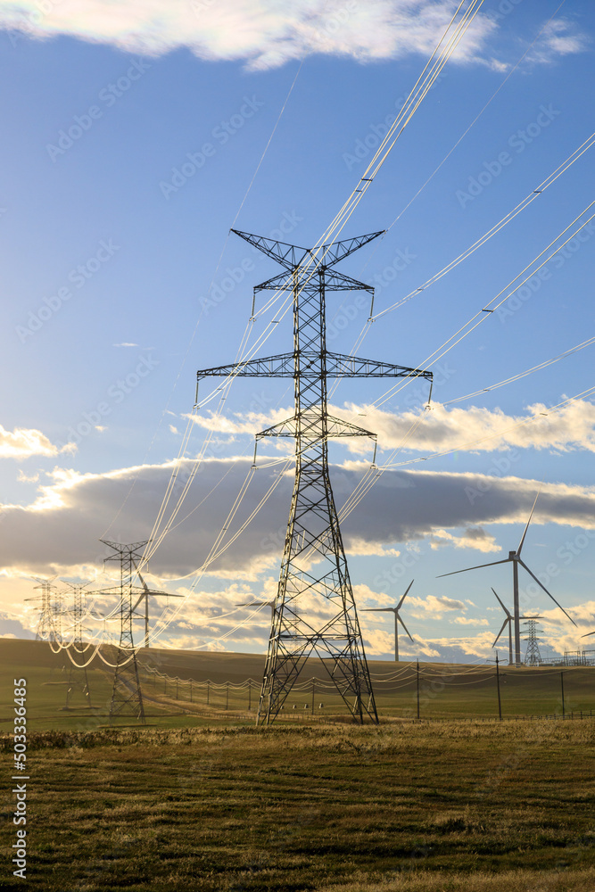 Electricity utility pole infrastructure Alberta Canada Stock Photo ...