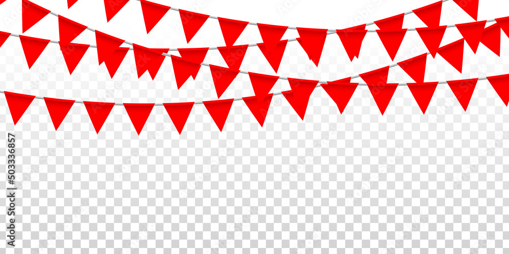Vector realistic isolated red party flags for decoration and covering ...