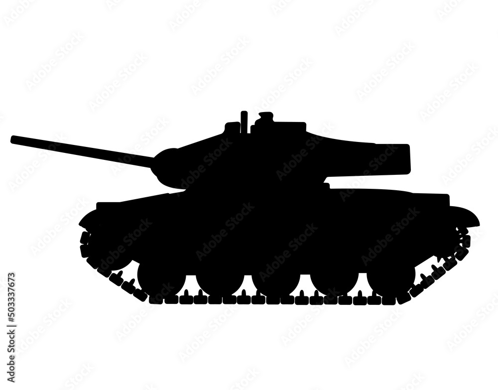 Black silhouette-34 Soviet medium tank in prof, World War II, Red Army ...