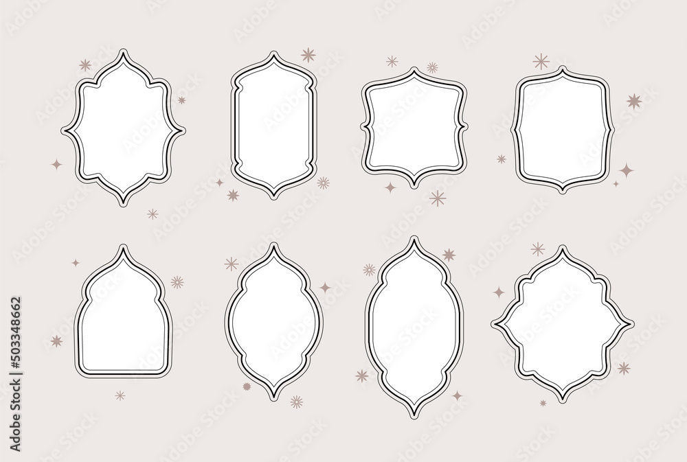 Collection of curly frames and arches. Vector design. Stock Vector ...