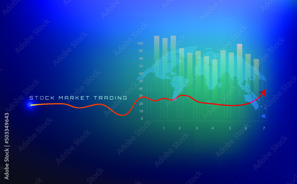 Stock market chart on light blue and green background. Forex trading ...
