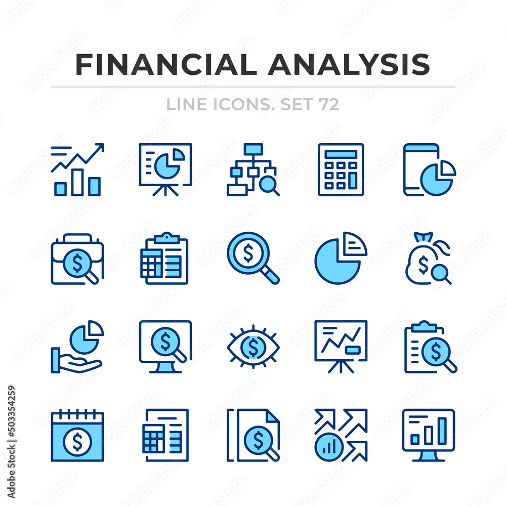 Financial analysis vector line icons set. Thin line design. Outline ...
