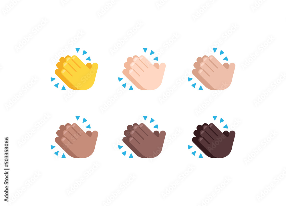 All Skin Tones Clapping Hands Gesture Emoticon Set. Clapping Hands ...