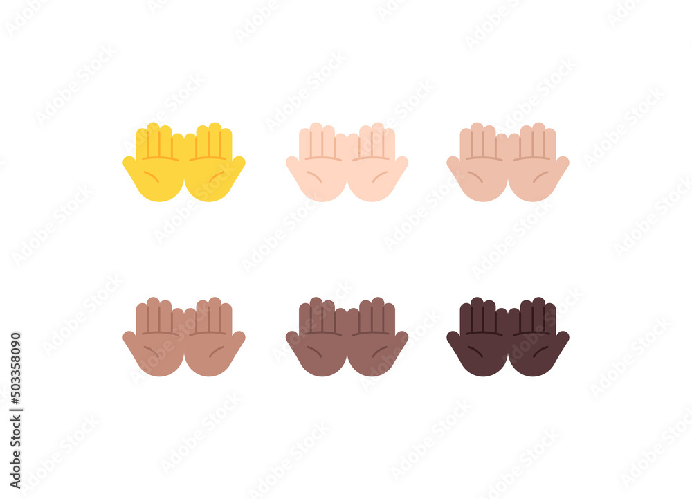All Skin Tones Palms Up Together Gesture Emoticon Set. Palms Up ...