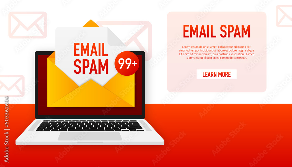 Cartoon icon with email spam. Data protection. Alert message Stock ...