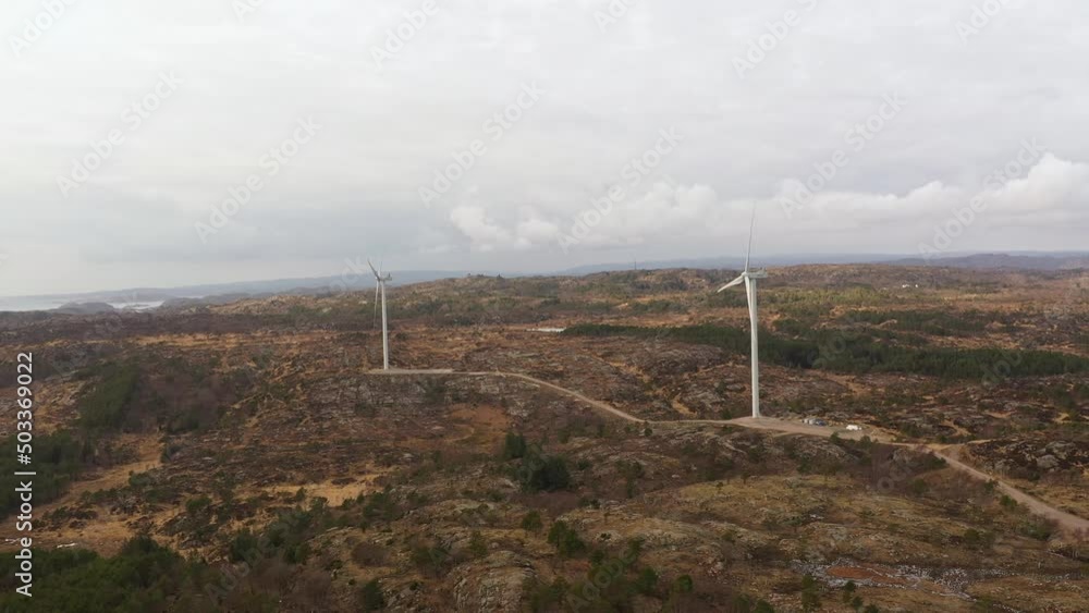 Lindesnes windpark in Southern Norway - Two 98 meter tall rotating ...