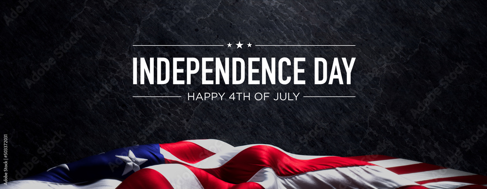 Authentic Banner for Independence Day with US Flag and Black Slate ...