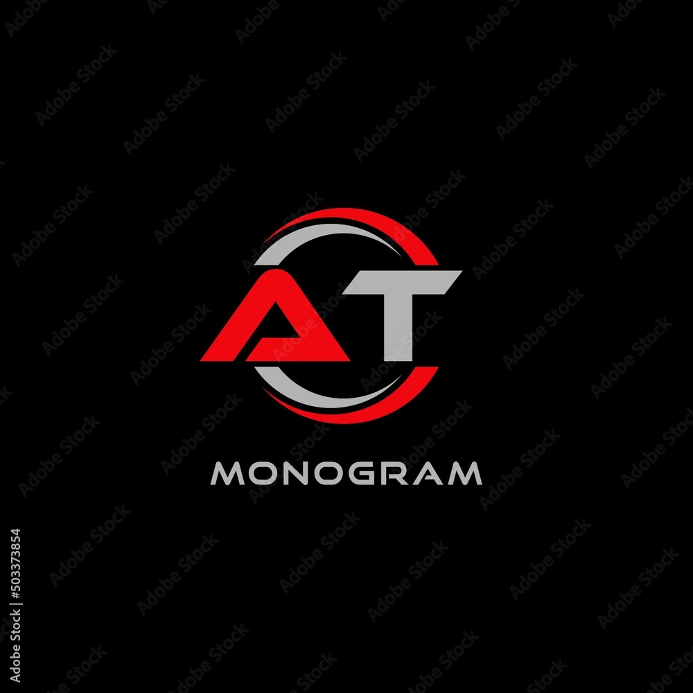 Letter AT logo combined with circle line, creative modern monogram logo ...