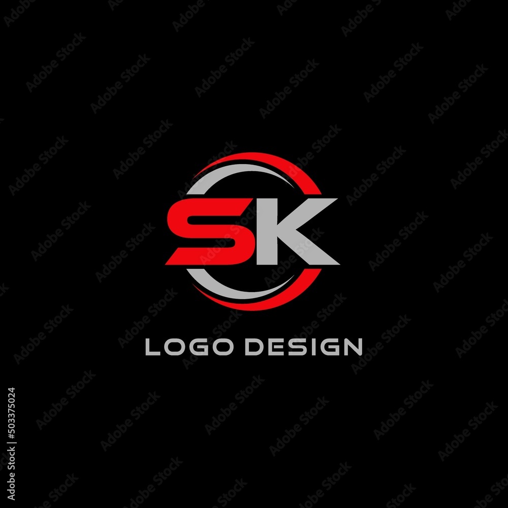 Letter SK logo combined with circle line, creative modern monogram logo ...