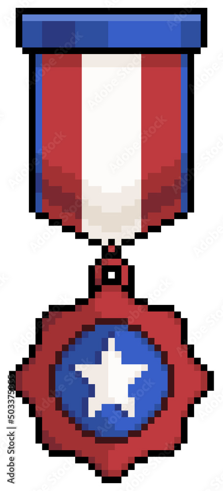 Pixel art medal independence day of the united states 4th of july USA ...