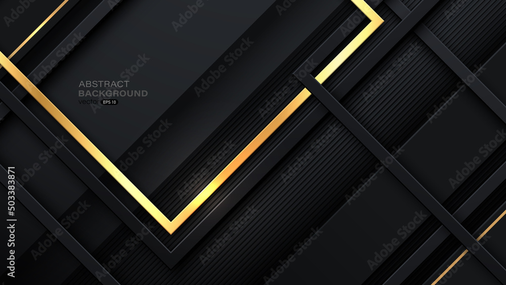 Abstract luxury background with black and gold geometric shapes. Vector ...