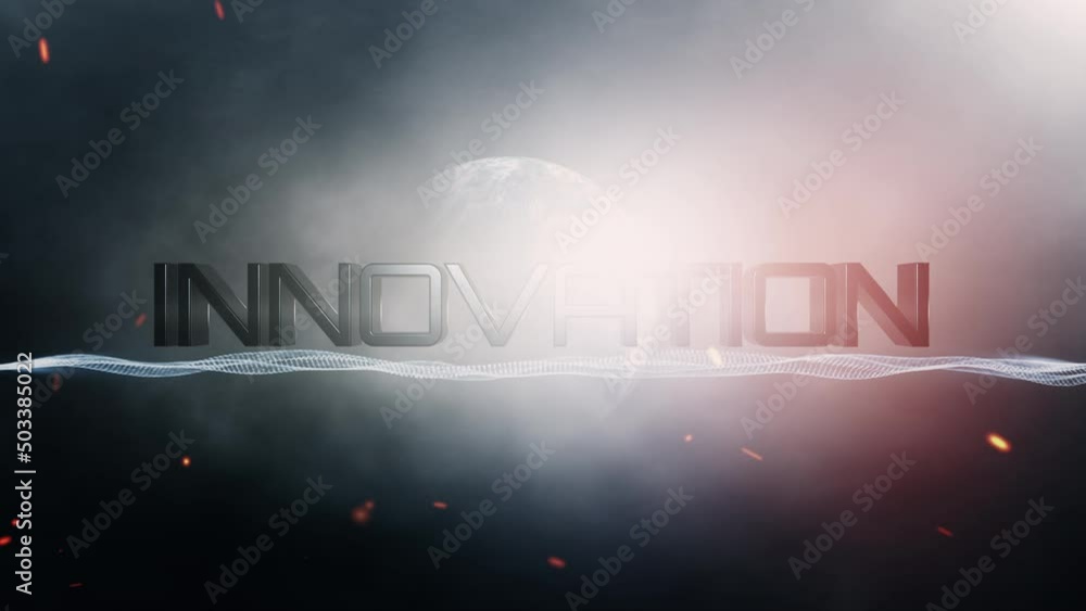 Innovation word Cinematic Greeting Title Background Concept. 4K 3D ...