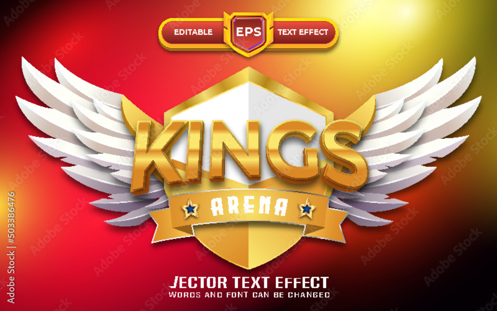Kings arena 3d game logo with editable text effect Stock Vector | Adobe ...