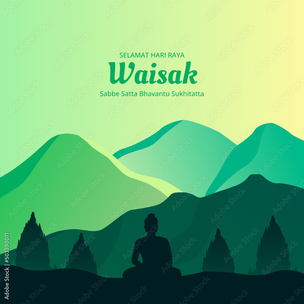 Selamat Hari Raya Waisak Greeting Card. Vesak Day Vector Illustration ...