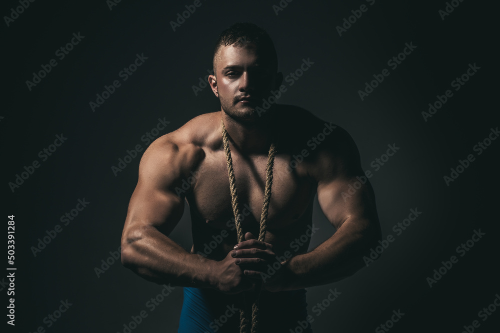 Muscular shoulders. Masculinity, power and strength. Bare torso man ...