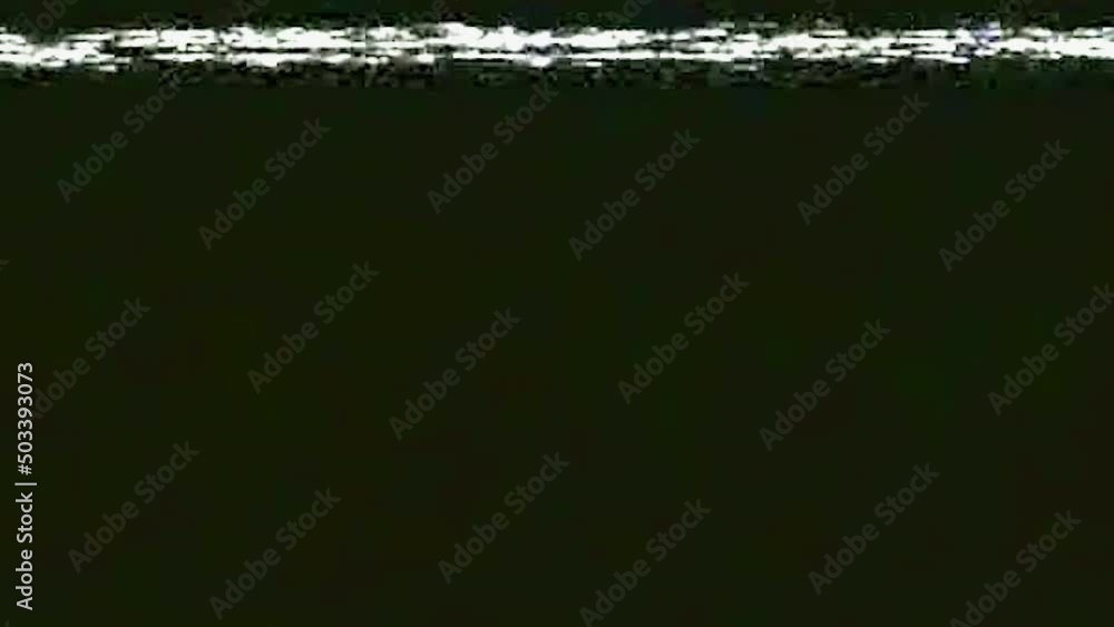 Horizontal distortion of broken video image on black background, VHS ...