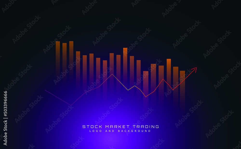 Stock market chart logo on purple and black background. Forex trading ...